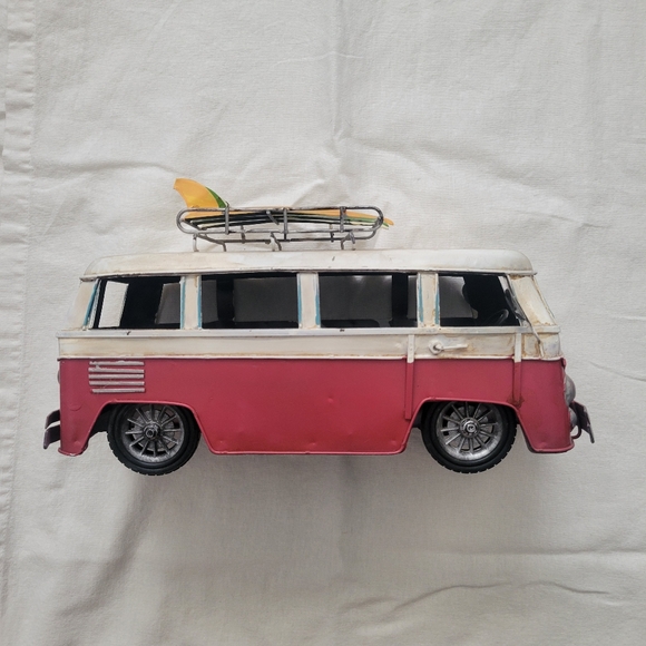Accents | Vw Camper Van Tin Metal Toy Car Red White Volkswagen ...